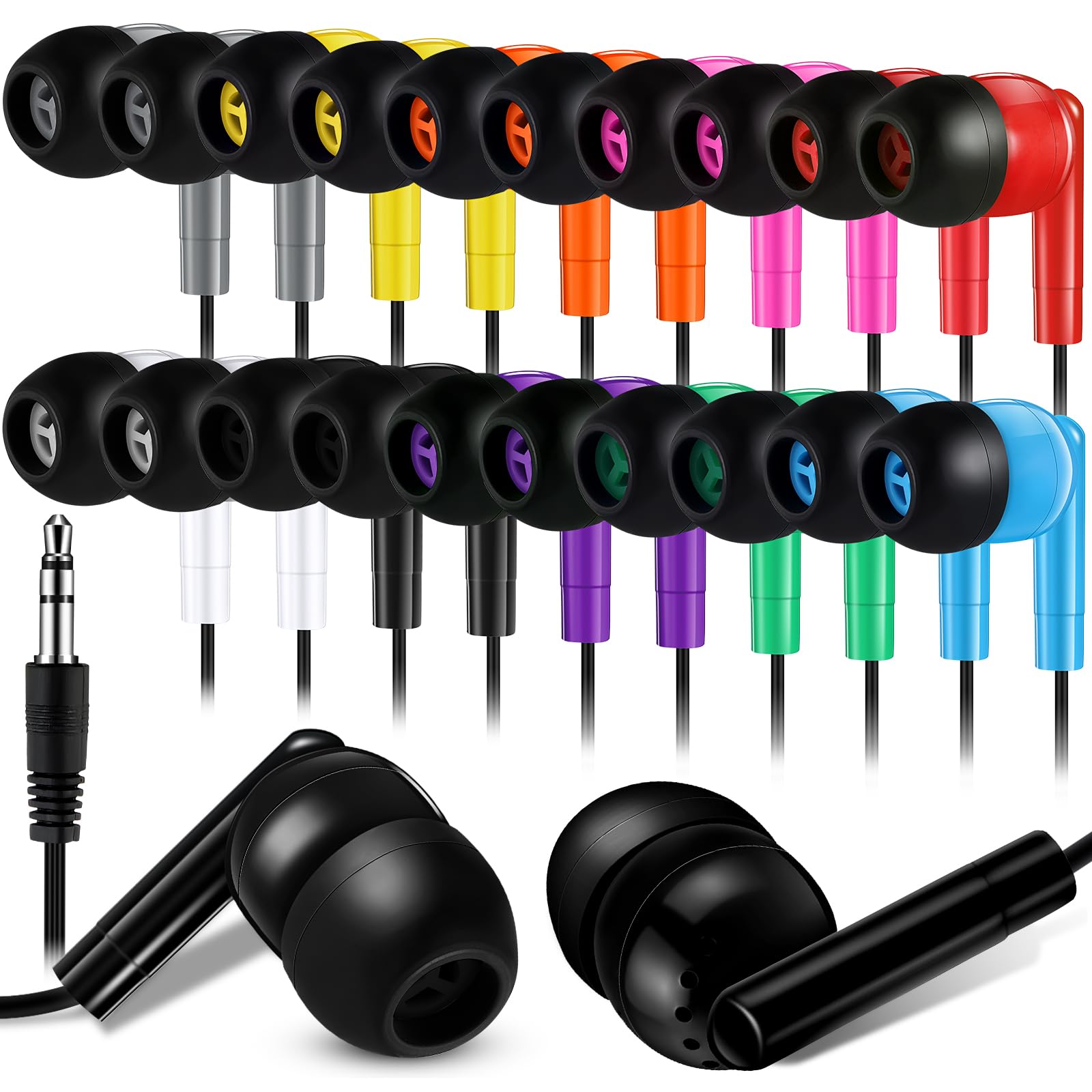 Snapklik.com : Kanayu 100 Pack Wired Earbuds Bulk For Classroom Ear ...