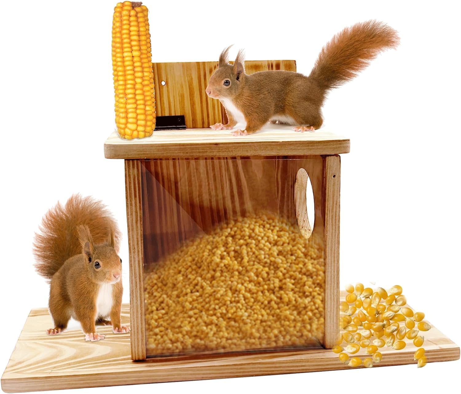 Direct Wicker Squirrel Feeder, Wood Flip-Up Roof For Squirrel Food ...