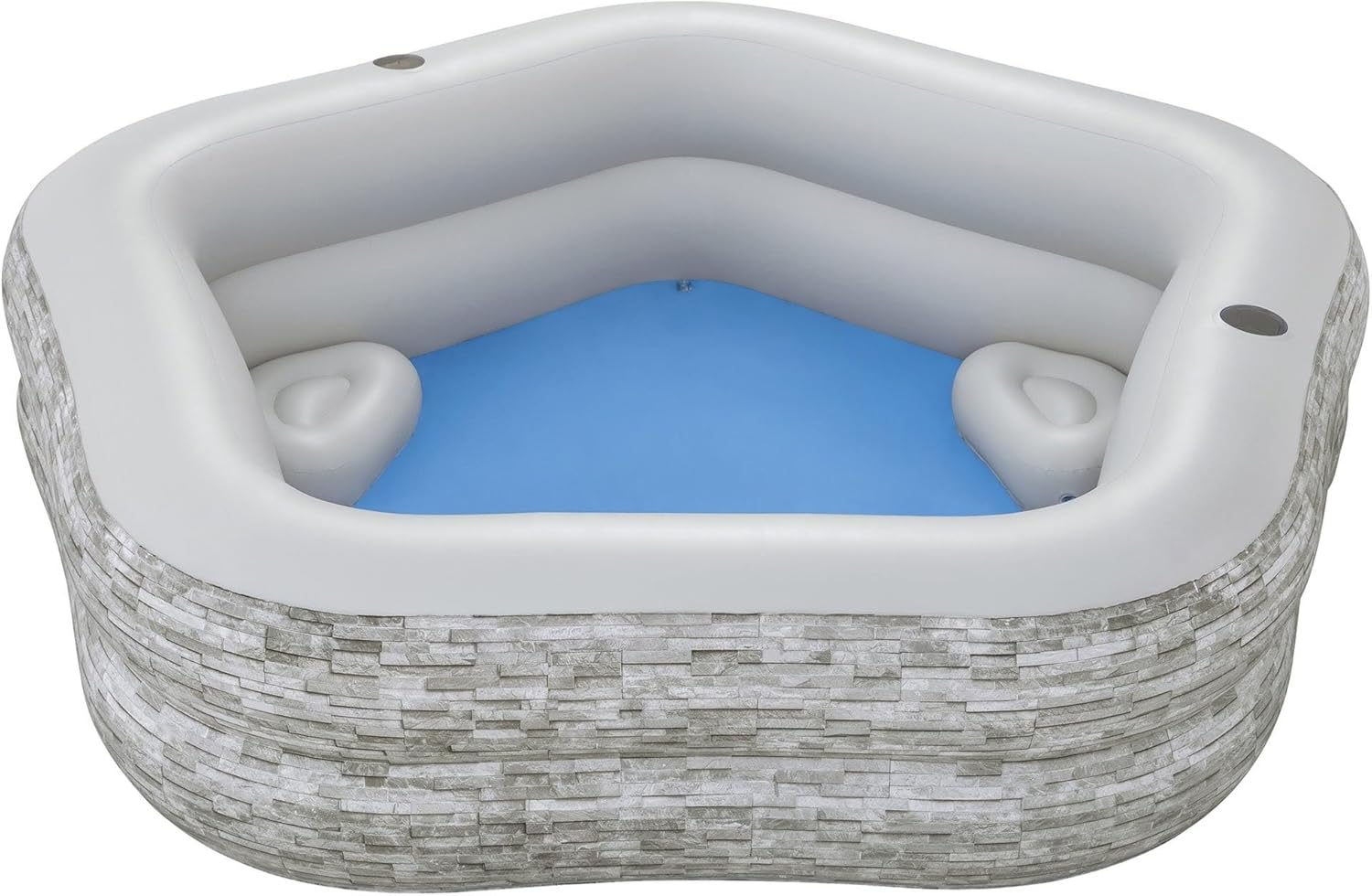 7′ x 6’9″ x 21″-Family-Friendly, Pentagon-Shaped Inflatable Pool with 2 ...