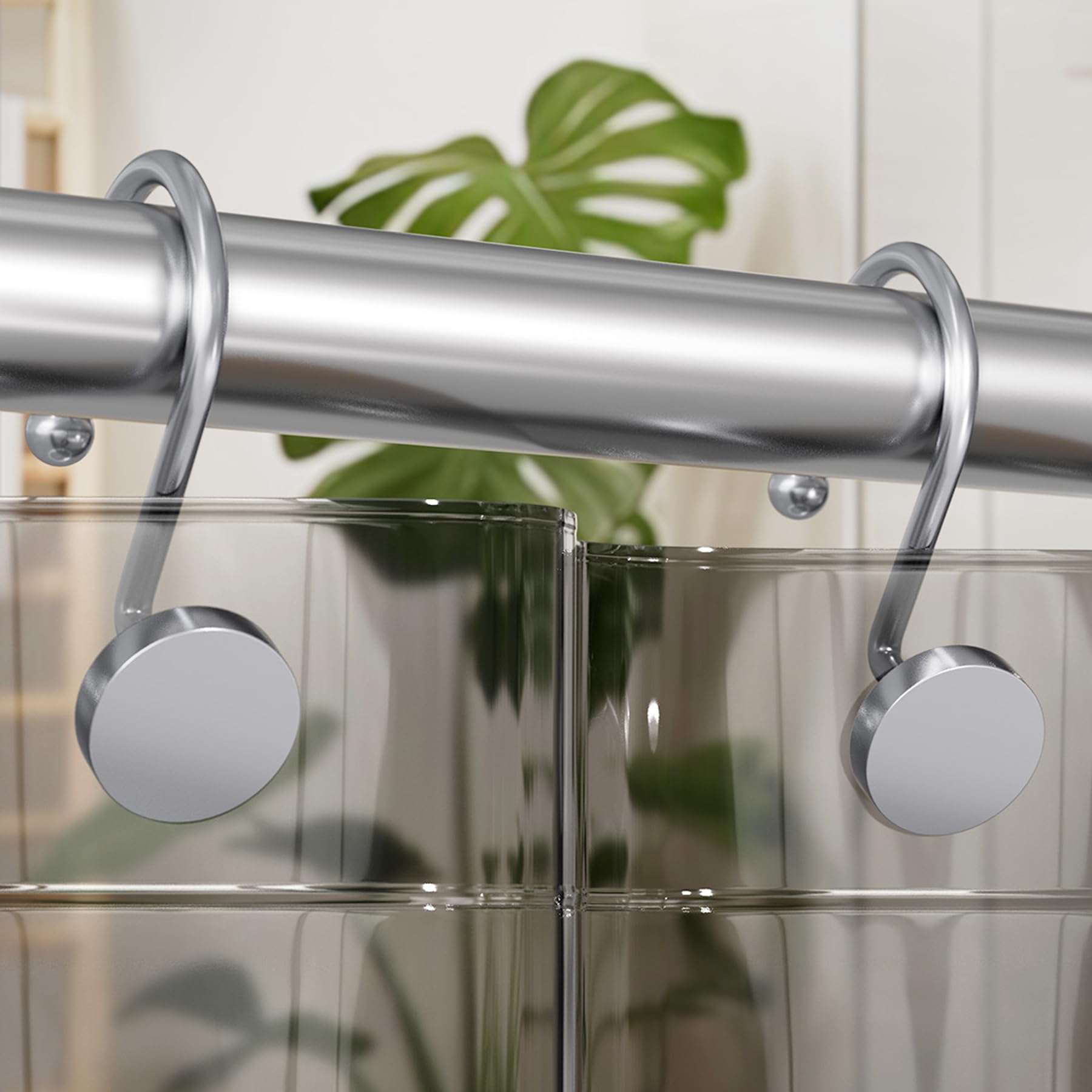 Amazon.com: AmazerBath Shower Curtain Hooks Chrome Shower Curtain Rings ...