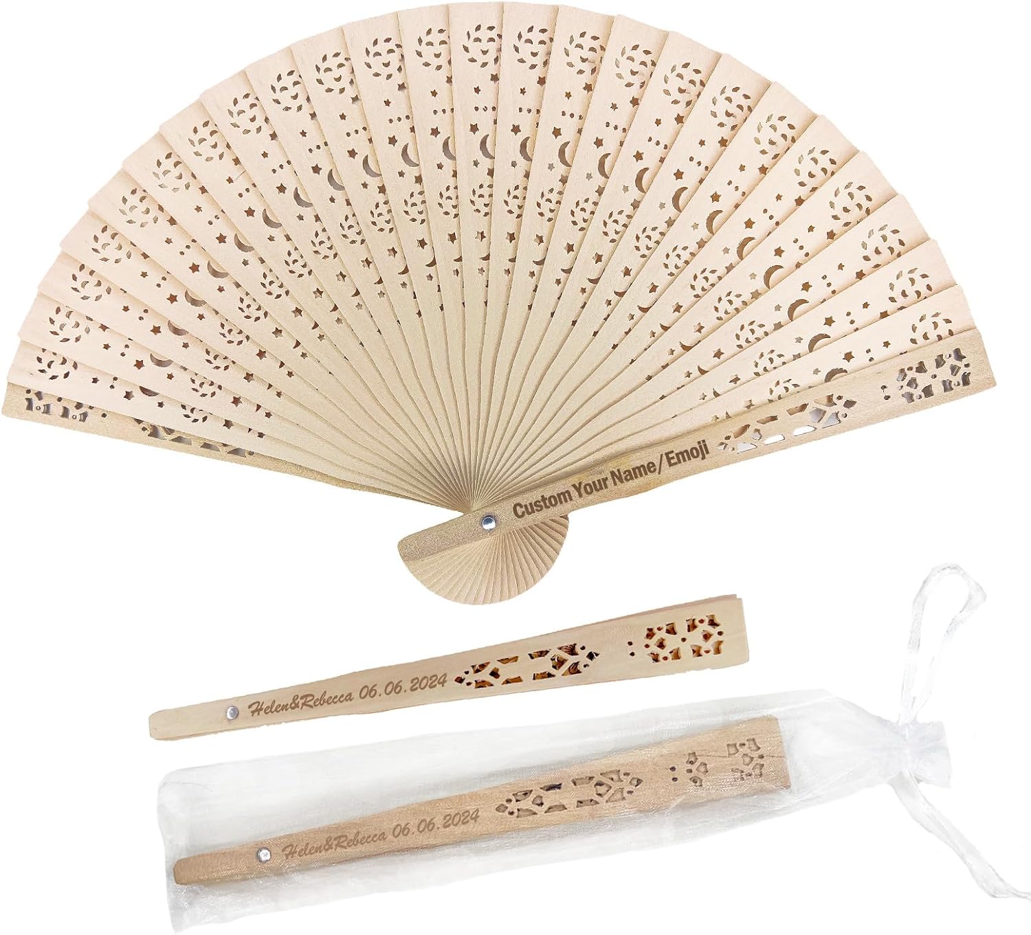 Amazon.com: Personalized Wedding Wooden Fans,Wedding Favors For Guests ...