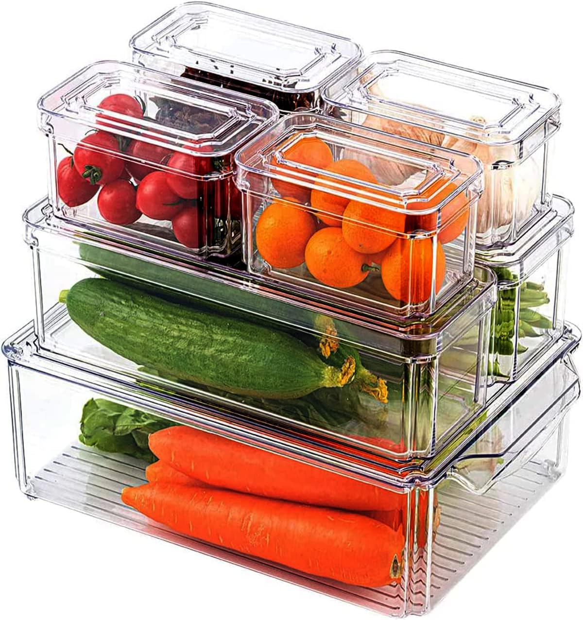 HASA zone Fridge Organisers with Lids Set of 7, Stackable Fridge ...
