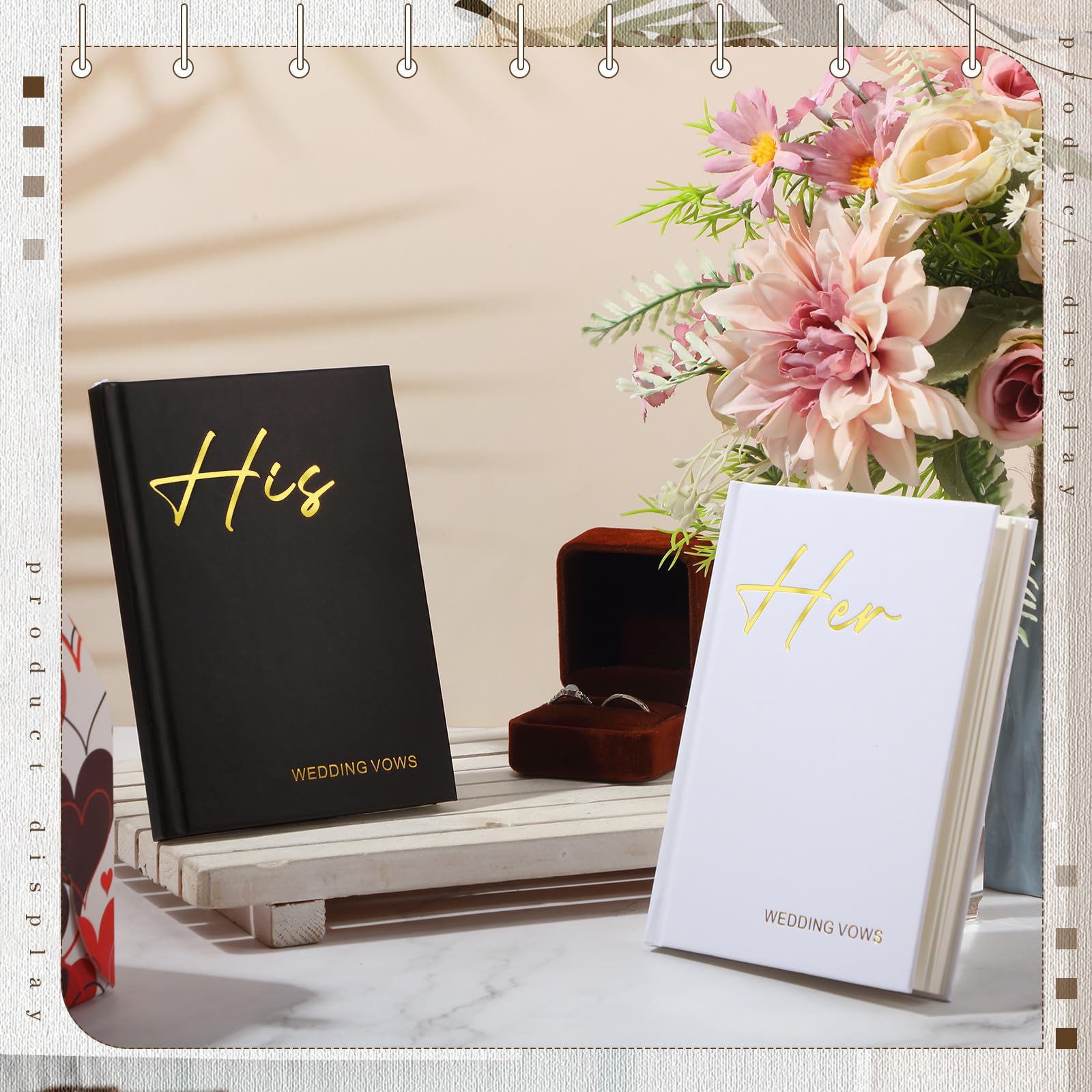 6 Pack His & Her Vows Books Wedding Day Modern Gold Foil Hardcover ...