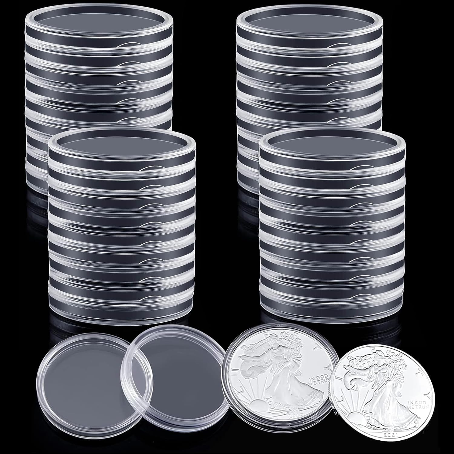 40 Pieces Silver Dollar Coin Holder,41mm Coin Capsules, Covers Storage ...