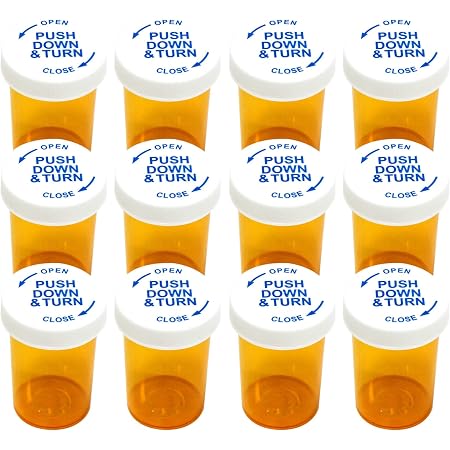 Amazon.com: Plastic Prescription Vials/Bottles 50 Pack w/Caps Larger 16 ...