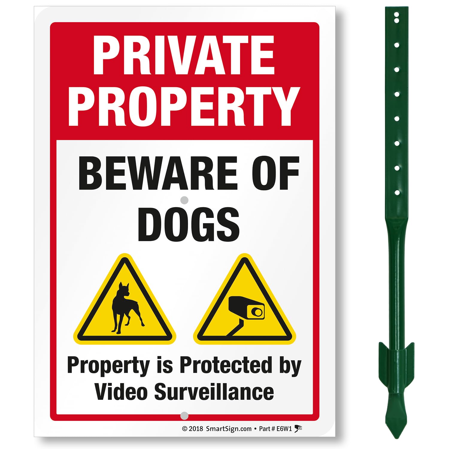 SmartSign Private Property Beware of Dogs Sign & Stake Kit - 21" Tall ...