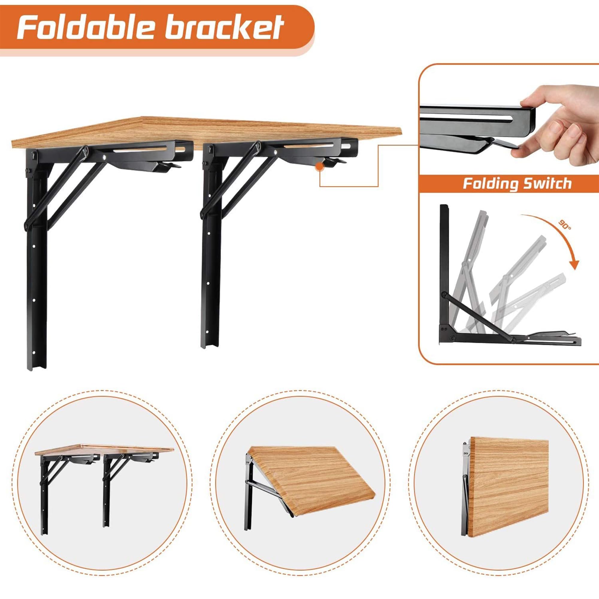 Snapklik.com : Folding Shelf Brackets, Heavy Duty Collapsible Shelf ...