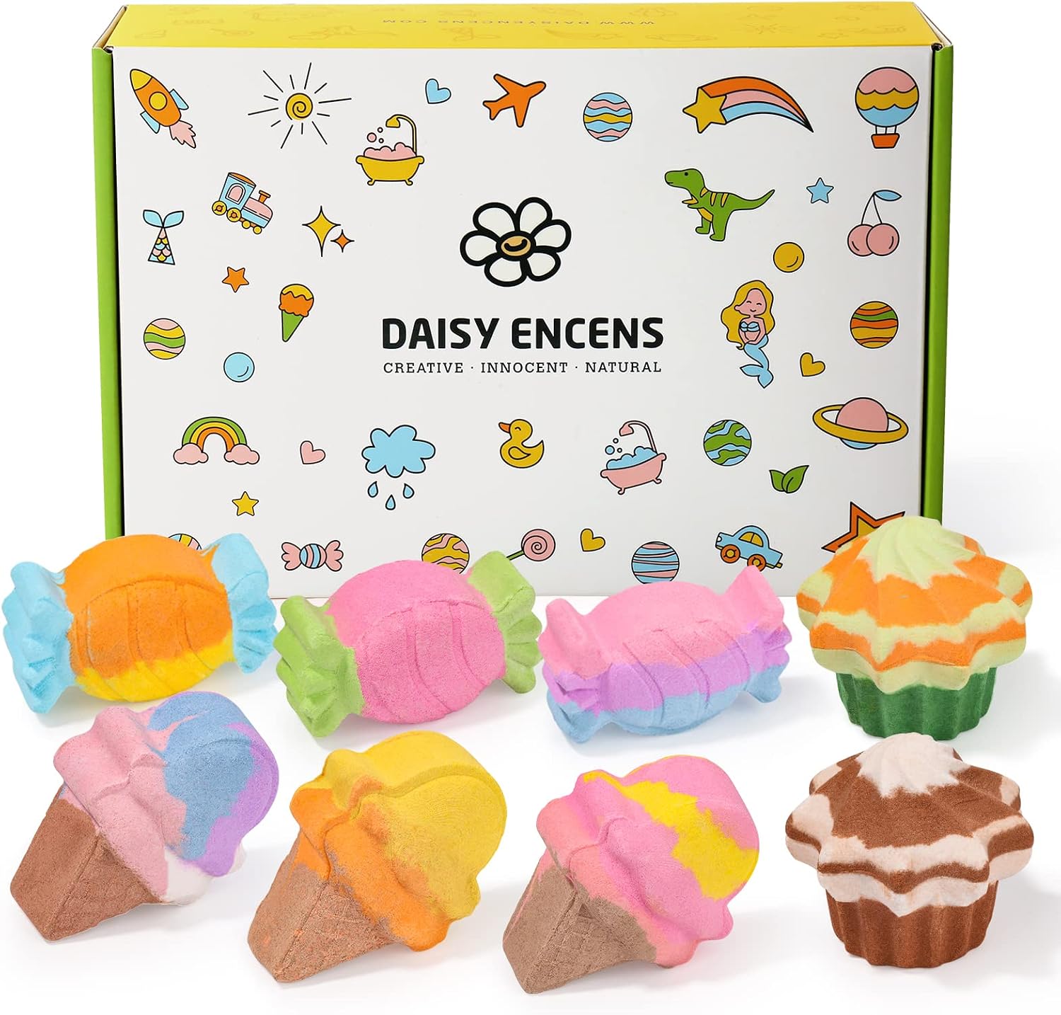 Amazon.com : Daisy Encens 8 Pack Bath Bombs, Handmade Bath Fizzies with ...