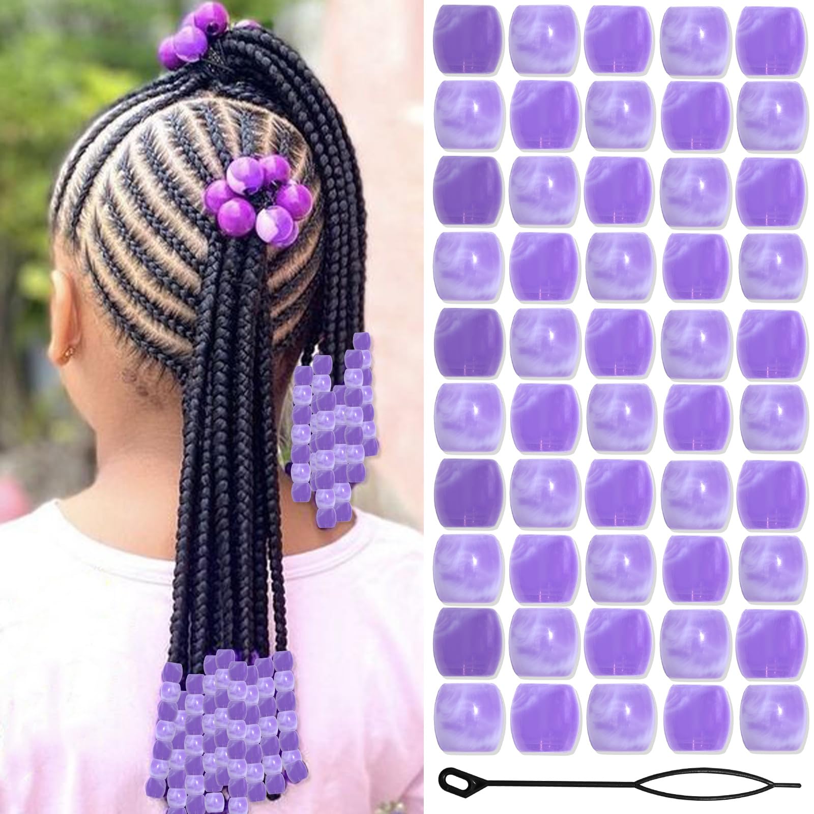 Amazon.com : VENOFEN 50PCS Purple Loc Beads Hair Dreadlock Decoration ...