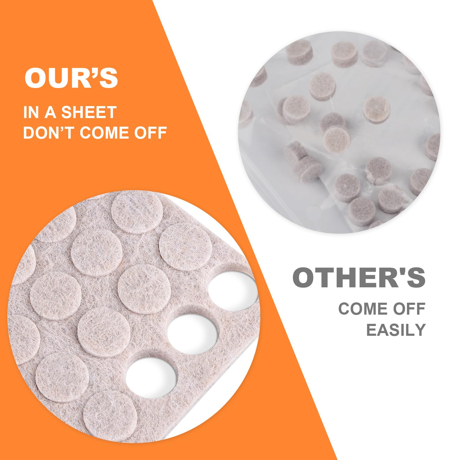 Felt Cabinet Door Bumpers Self Adhesive Felt Pads 100 PCS Felt Cabinet