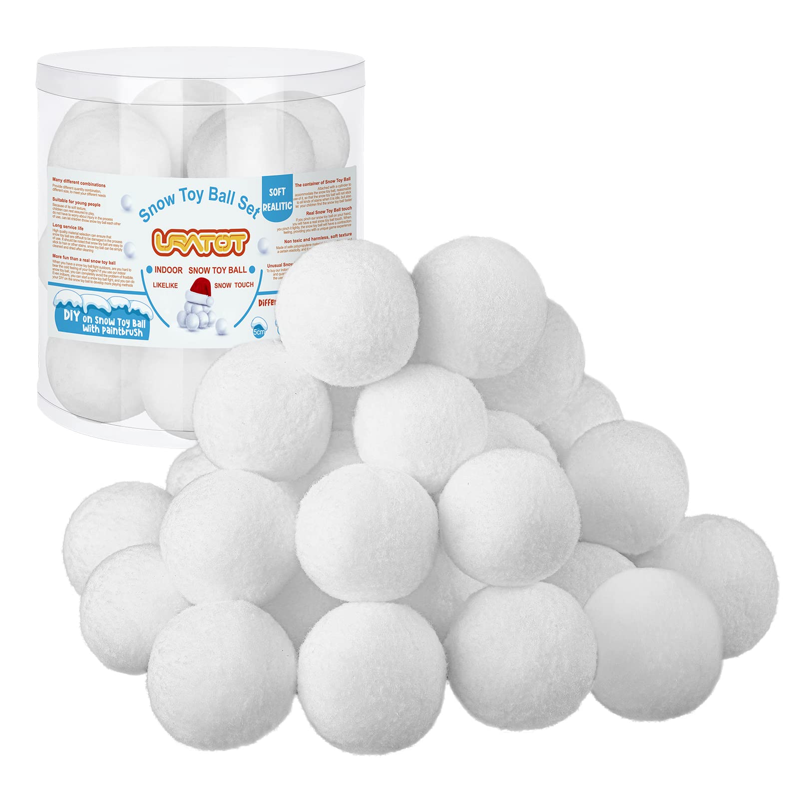 Buy URATOT 20 Pack Indoor Snow Fight Ball Set Fake Snow Fight Ball Soft ...