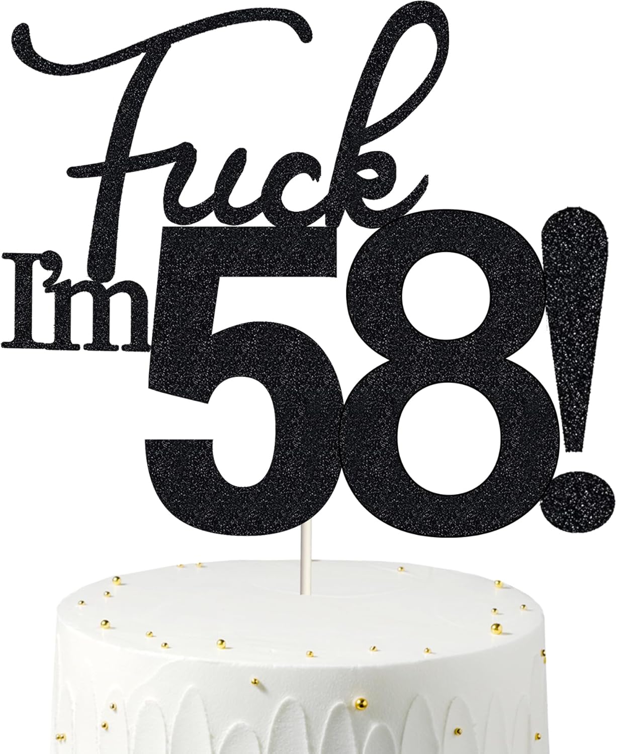 58 Cake Toppers, 58 Birthday Cake Toppers-Black Glitter, Funny 58th ...