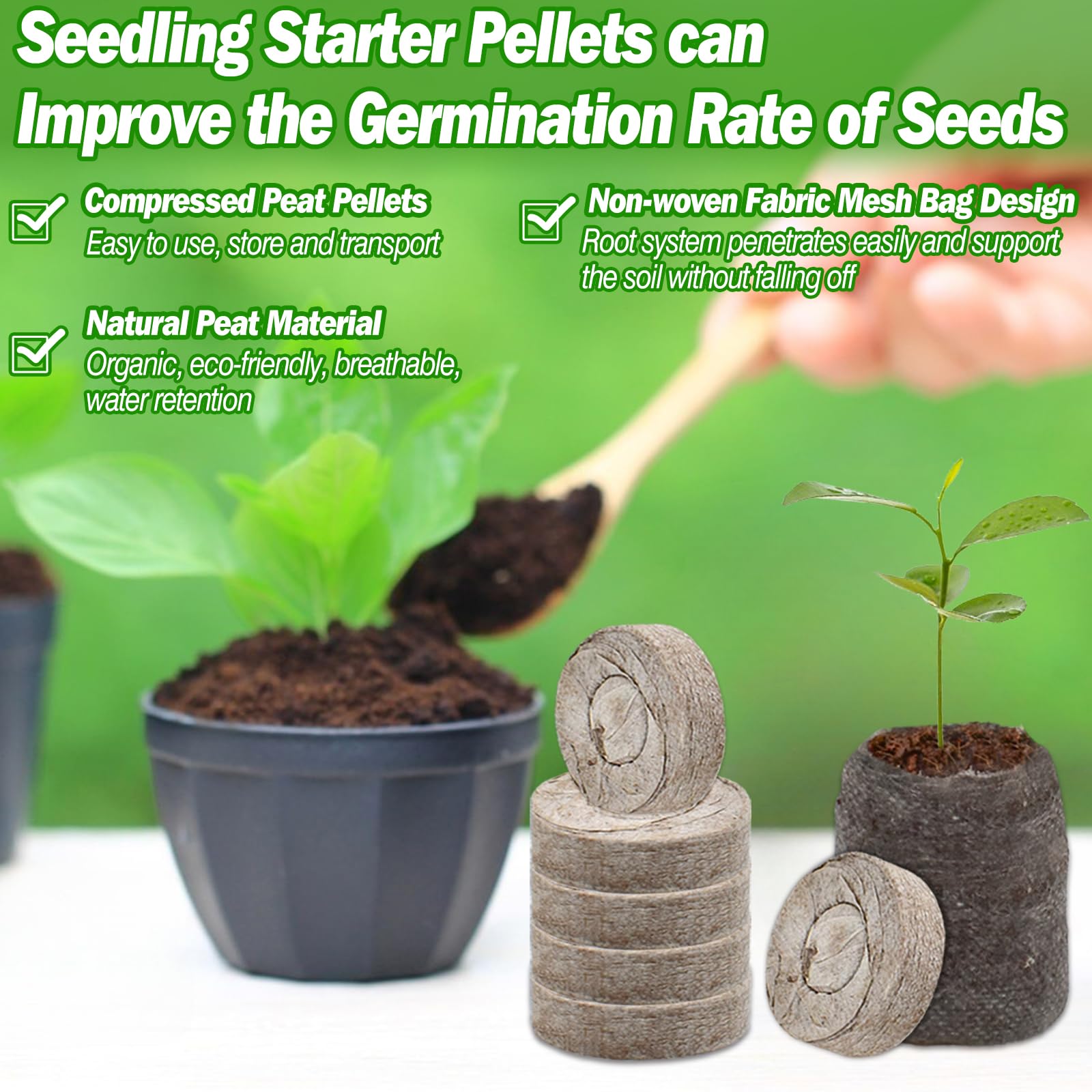 Snapklik.com : 50 Pcs 36mm Seed Starter Peat Pellets For Seedlings ...