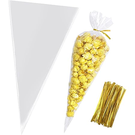Amazon.com: Cone Shaped Treat Bags, 7x15 Inches Clear Cone Shaped ...