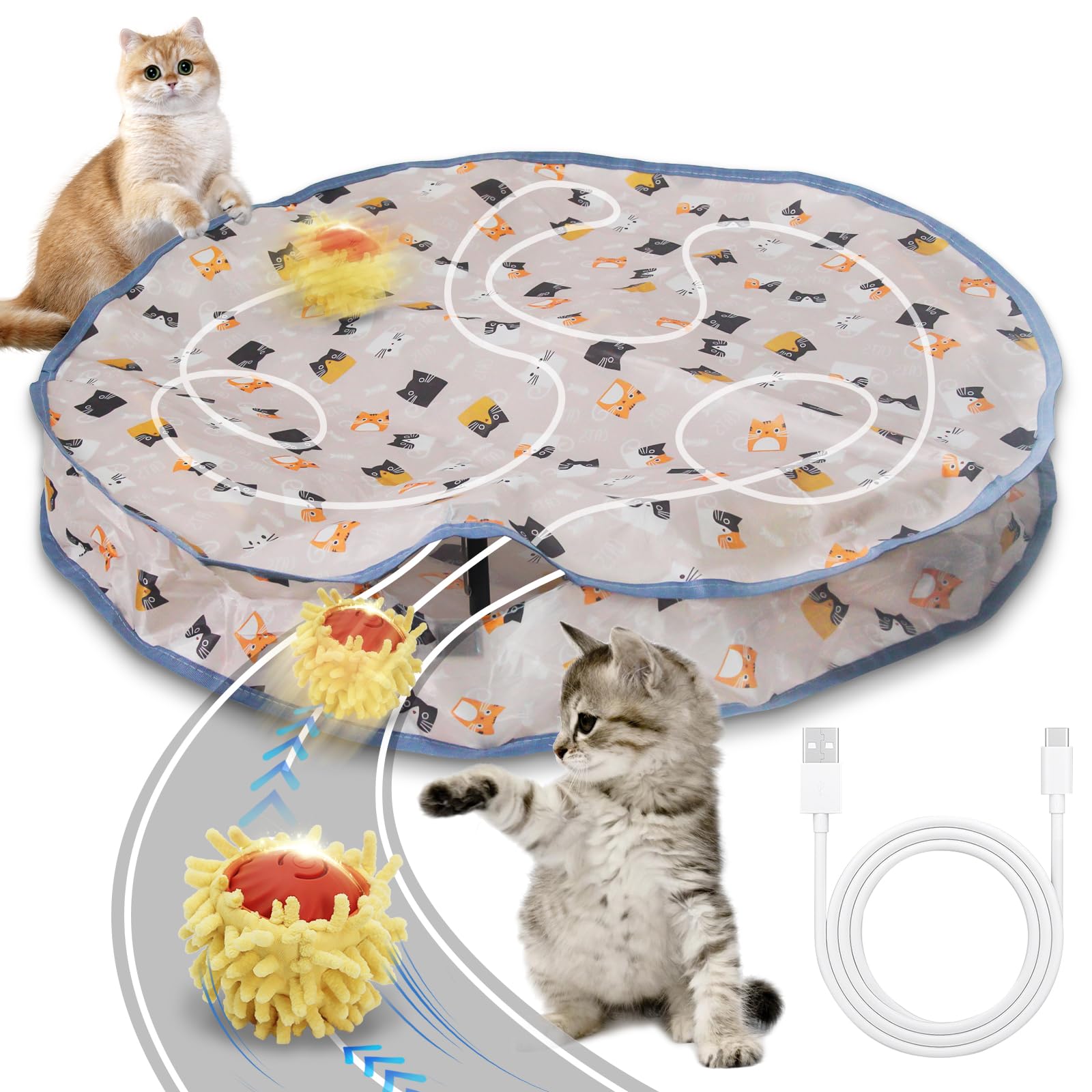 Amazon.com: PONSELER Interactive Cat Toys for Indoor Cats Bouncing Ball ...