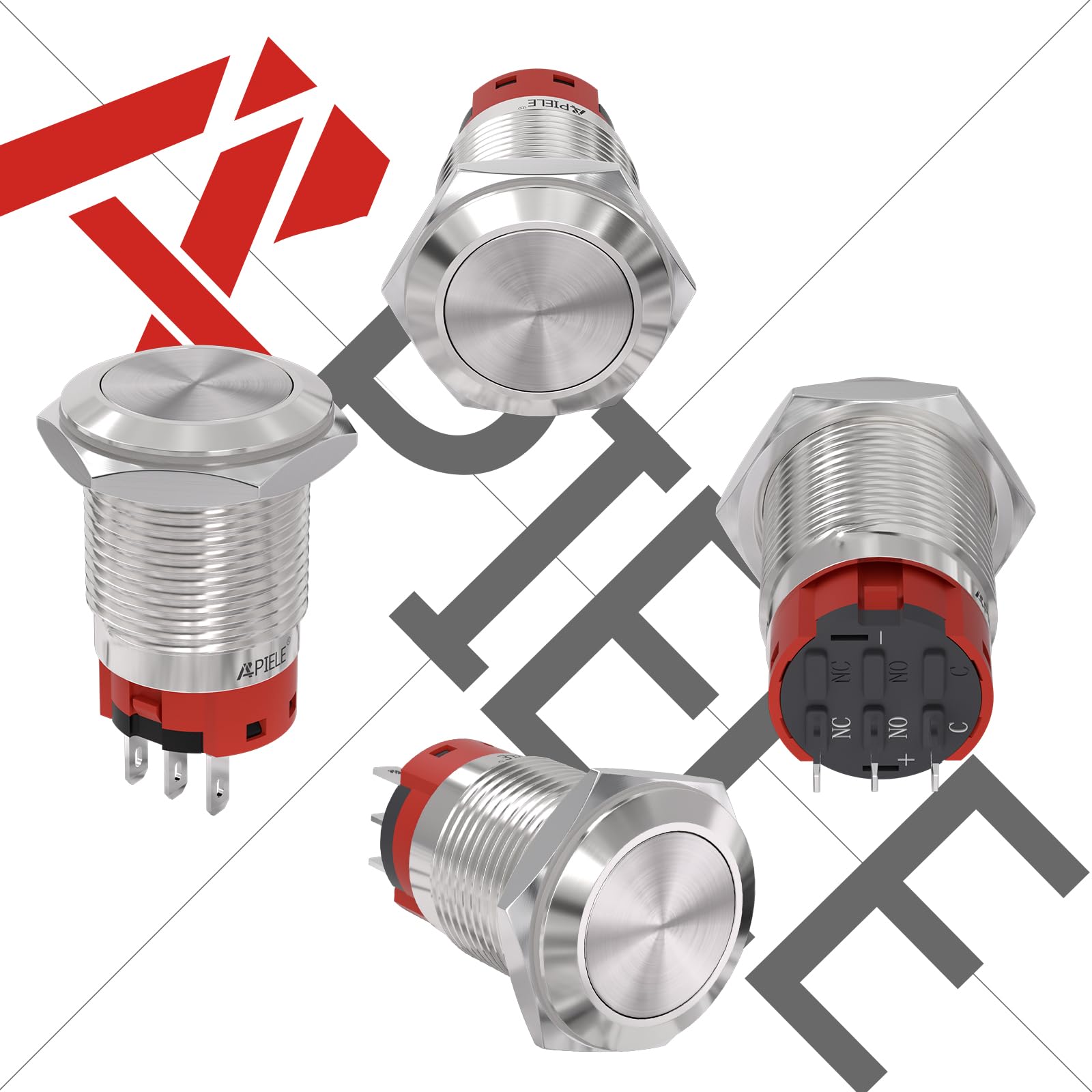 Snapklik.com : (Pack Of 2) 19mm Latching Push Button Switch Waterproof ...