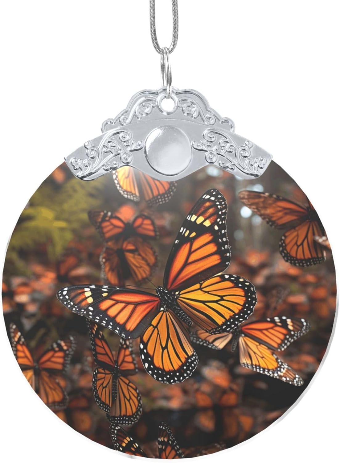 Amazon.com: Monarch Butterflies Christmas Ornament Silver Crystal Glass ...