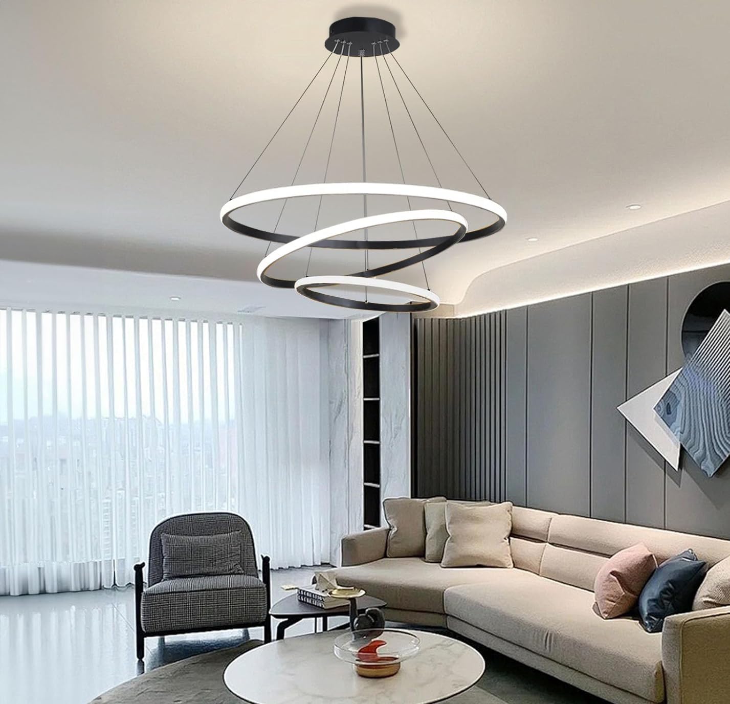 Duowelly Pendant Light APP Controlled,Led Round Chandelier Lighting ...