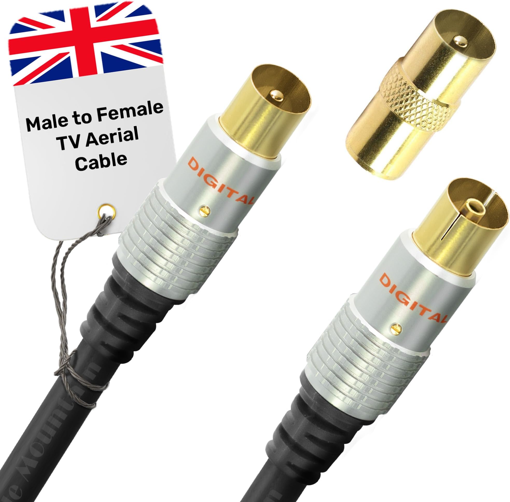 Male to Female TV Aerial Cable 1m – TV Cable with Gold Plated Plugs ...