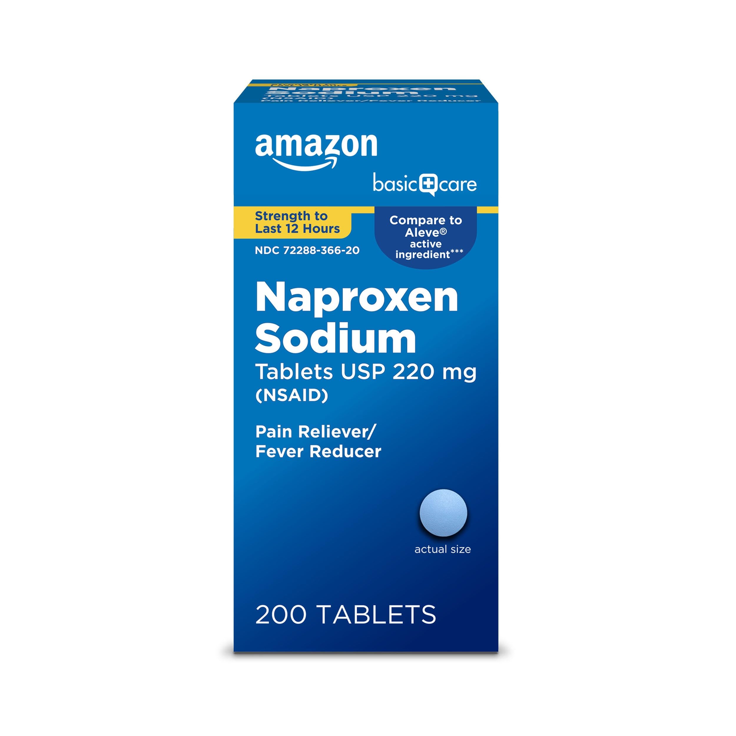 Amazon.com: Amazon Basic Care Naproxen Sodium Tablets, 200 Count (Pack ...