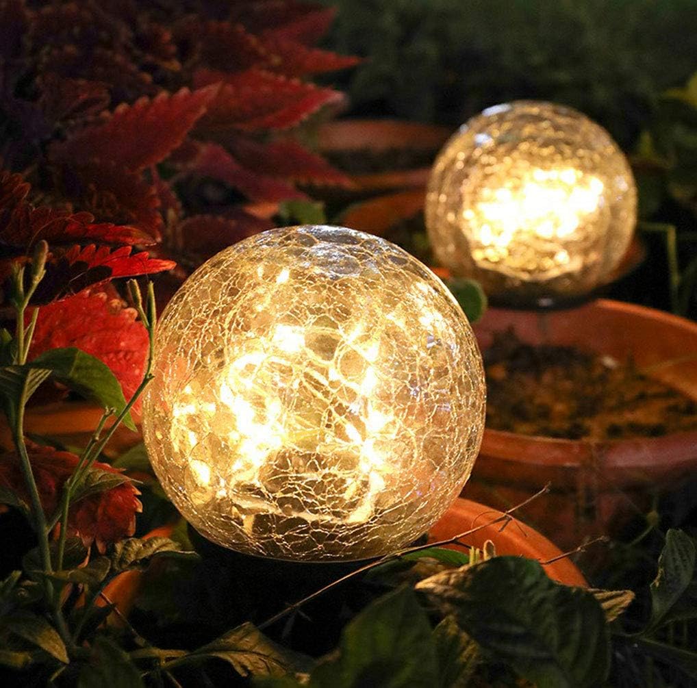 Dailyacc Garden Solar Ball Lights Globe Cracked Glass Outdoor Lamp ...