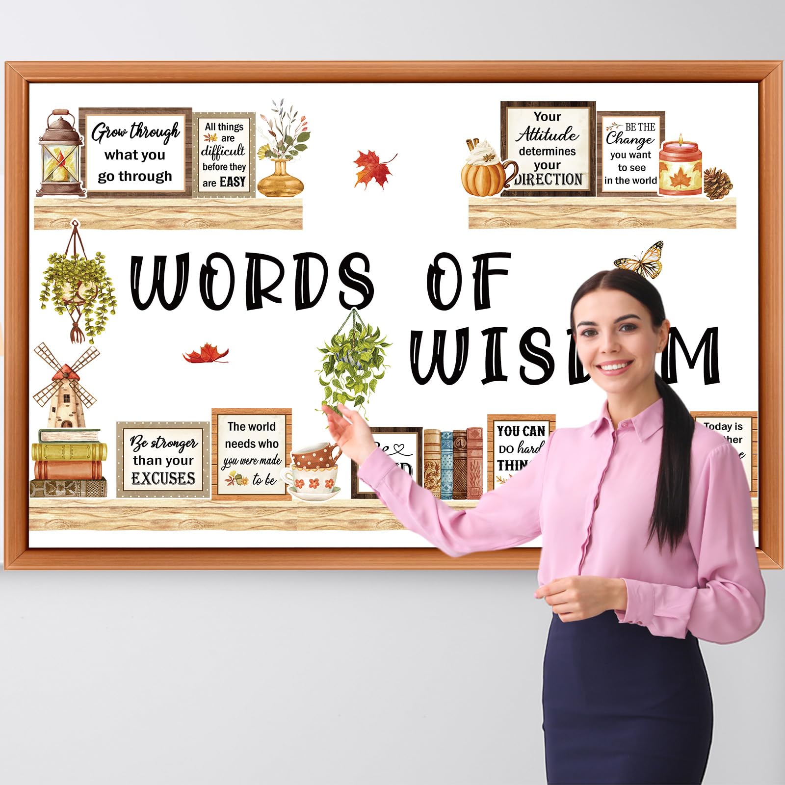 Snapklik.com : Bookshelf Bulletin Board Set Words Of Wisdom ...