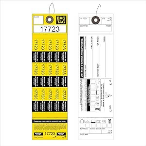 Amazon.com : 100 Bright Yellow Baggage Claim Check Tags with 15 ...