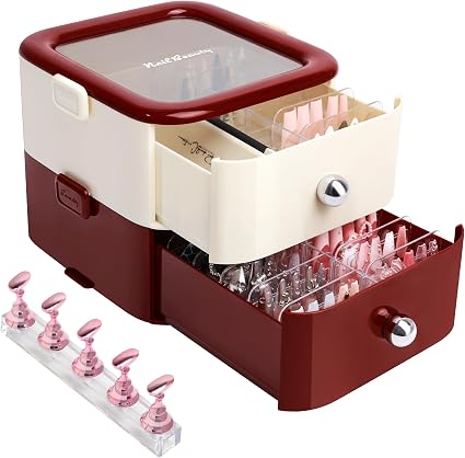 Amazon.com: Makeup Organizer with Drawers,Press On Nail Organizer ...