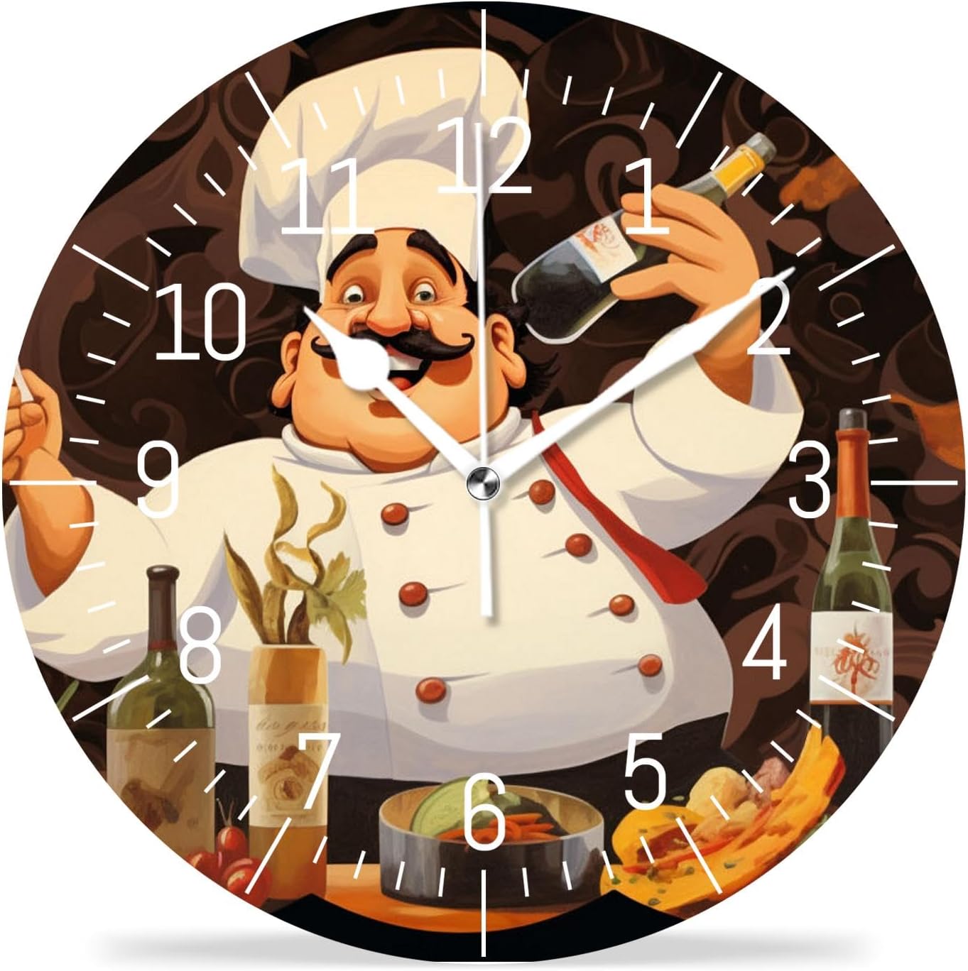 Amazon.com: KiaoTime 13.5 inch Vintage Wall Clock Italian Cooking Chef ...