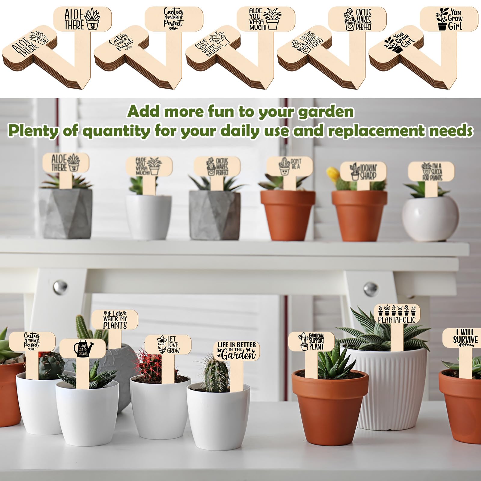 Snapklik.com : Wenqik 48 Pcs Funny Wooden Plant Markers Plants Labels ...
