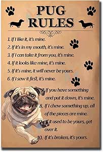Amazon.com: Ymyoo Canvas Painting Wall Art Print Poster Pug Rules Black ...