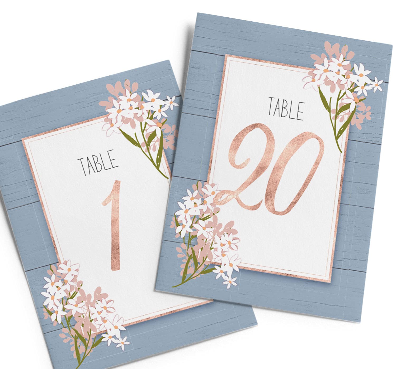 Amazon.com: Dusty Blue and Rose Gold Table Numbers for Wedding ...