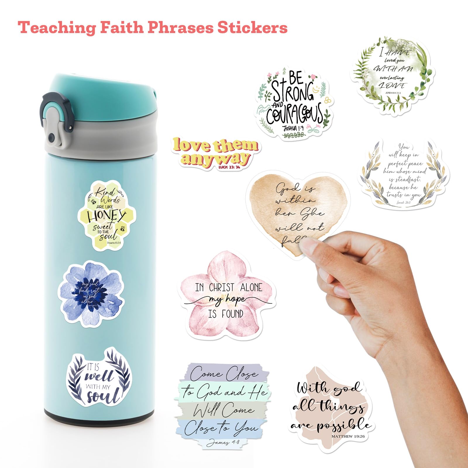 Snapklik.com : 50PCS Bible Verse Stickers: Inspirational Christian ...