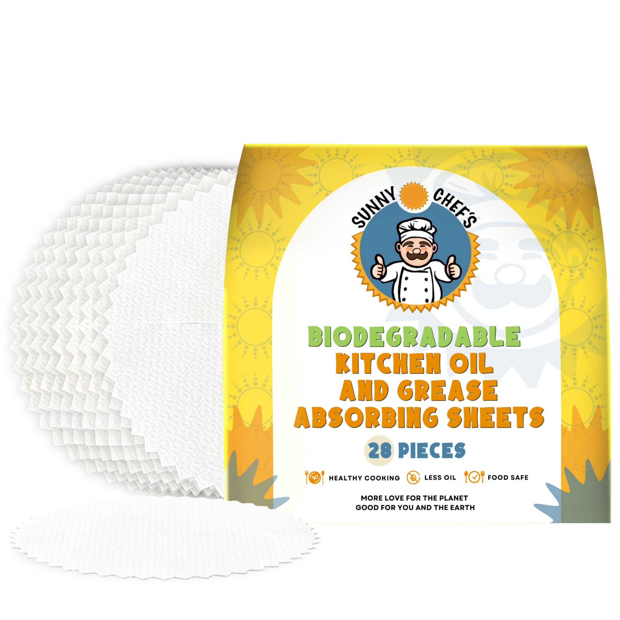 Amazon.com: Sunny Chef's Kitchen Oil & Grease Absorbing Sheets for ...