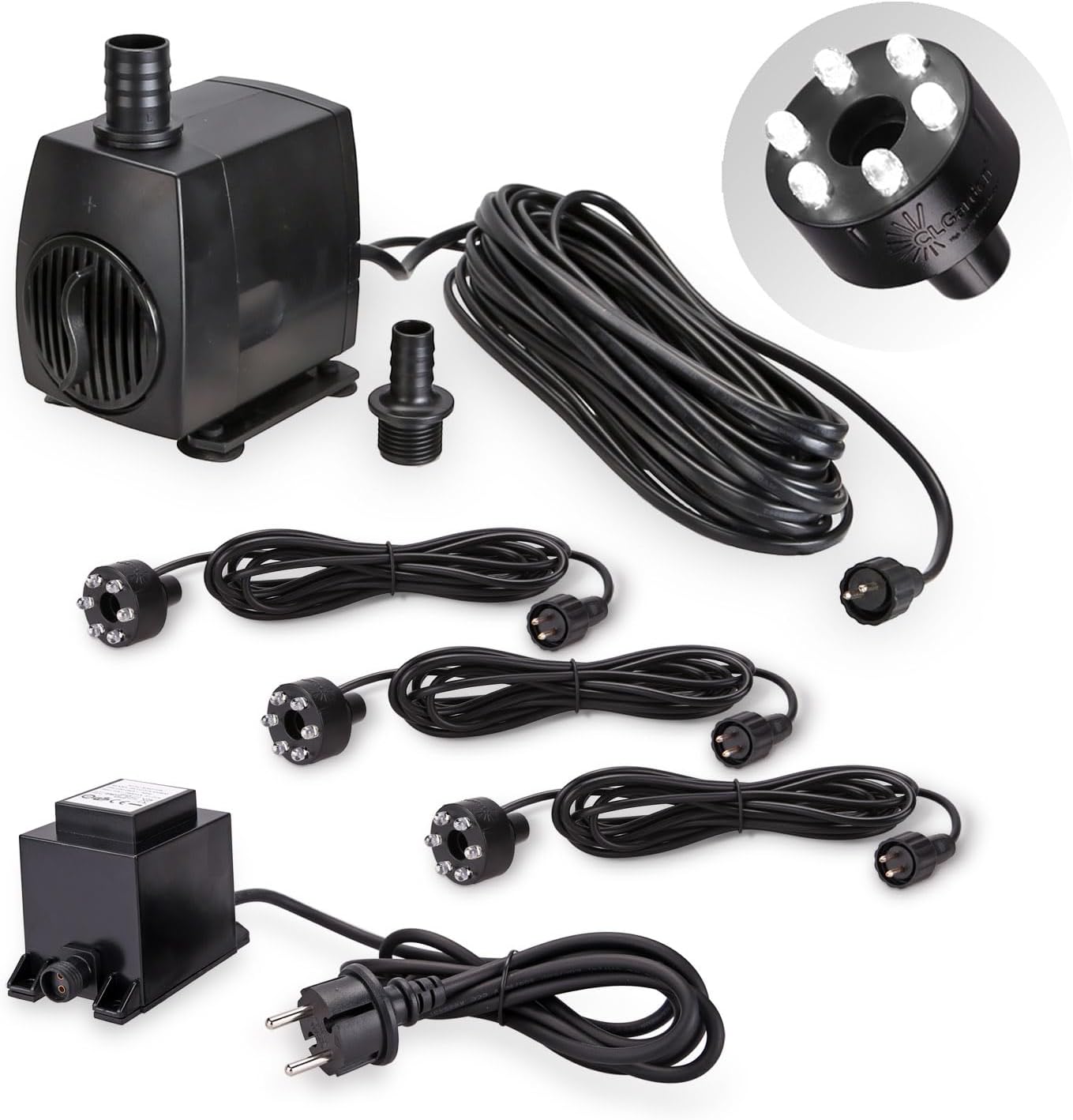 CLGarden Springbrunnen Pumpe Set SP3-S für Zierbrunnen mit 3 ...