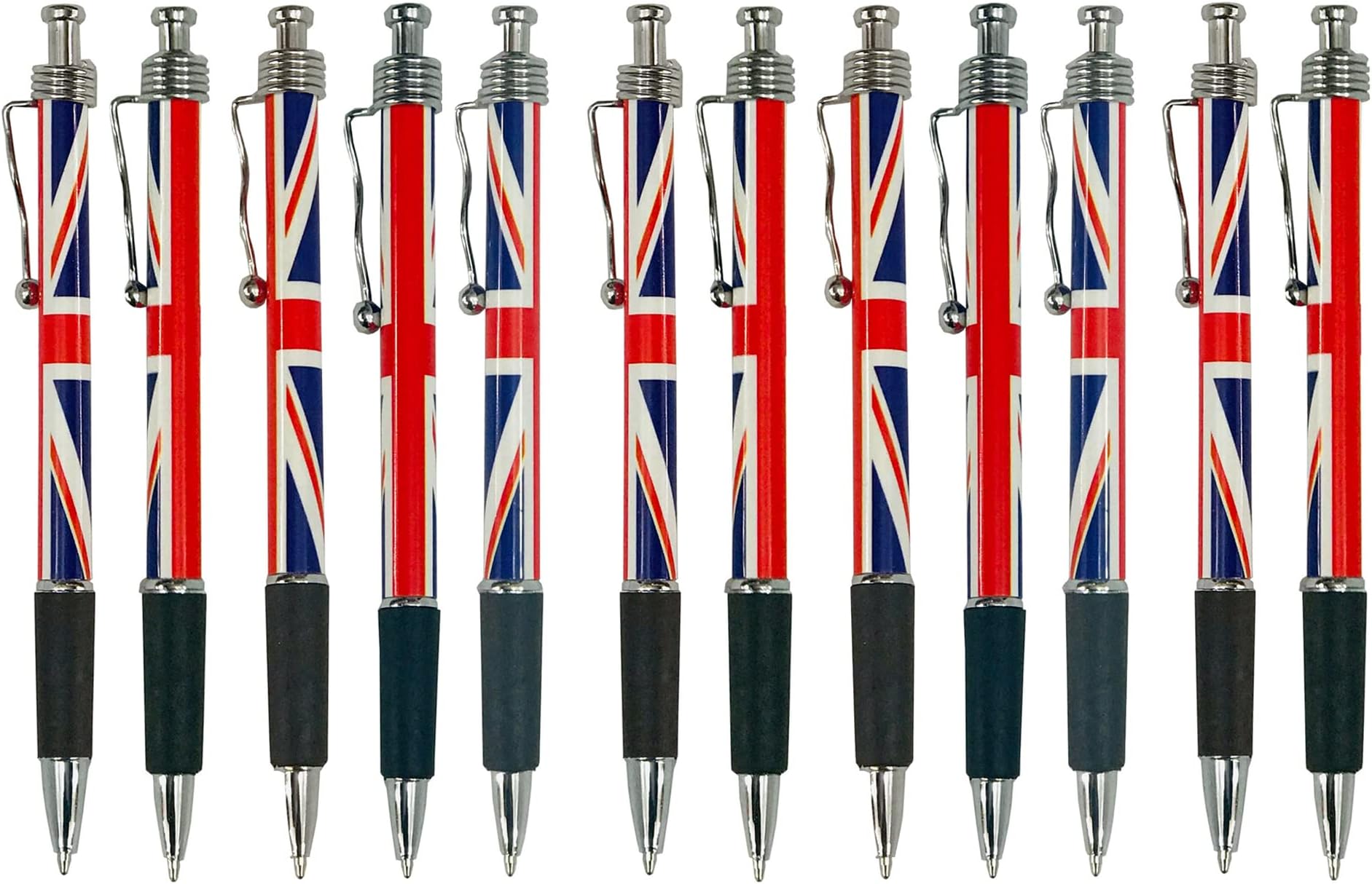 SAJAK Set of 12 Patriotic Union Jack Flag Retractable Ballpoint Pens ...