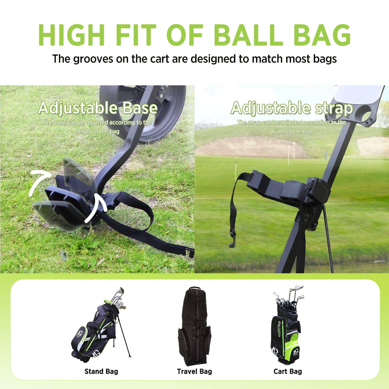 XDriveMax GC53 4 Wheel Golf Push Cart, One-Click Folding Golf Trolley ...