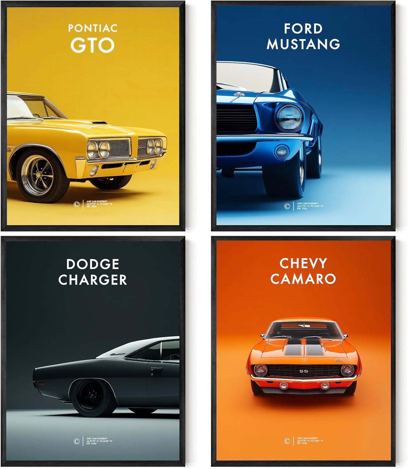 Amazon.com: 4 Vintage Car Posters - Classic Car Poster Bundle, Sports ...