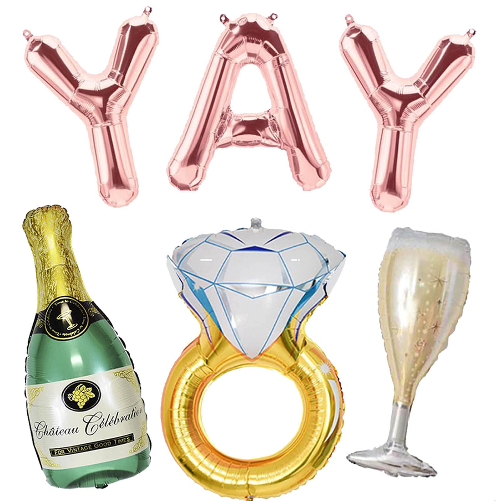 Yay Balloons Celebrate Yay Party Banner Champagne Bottle Goblet ...