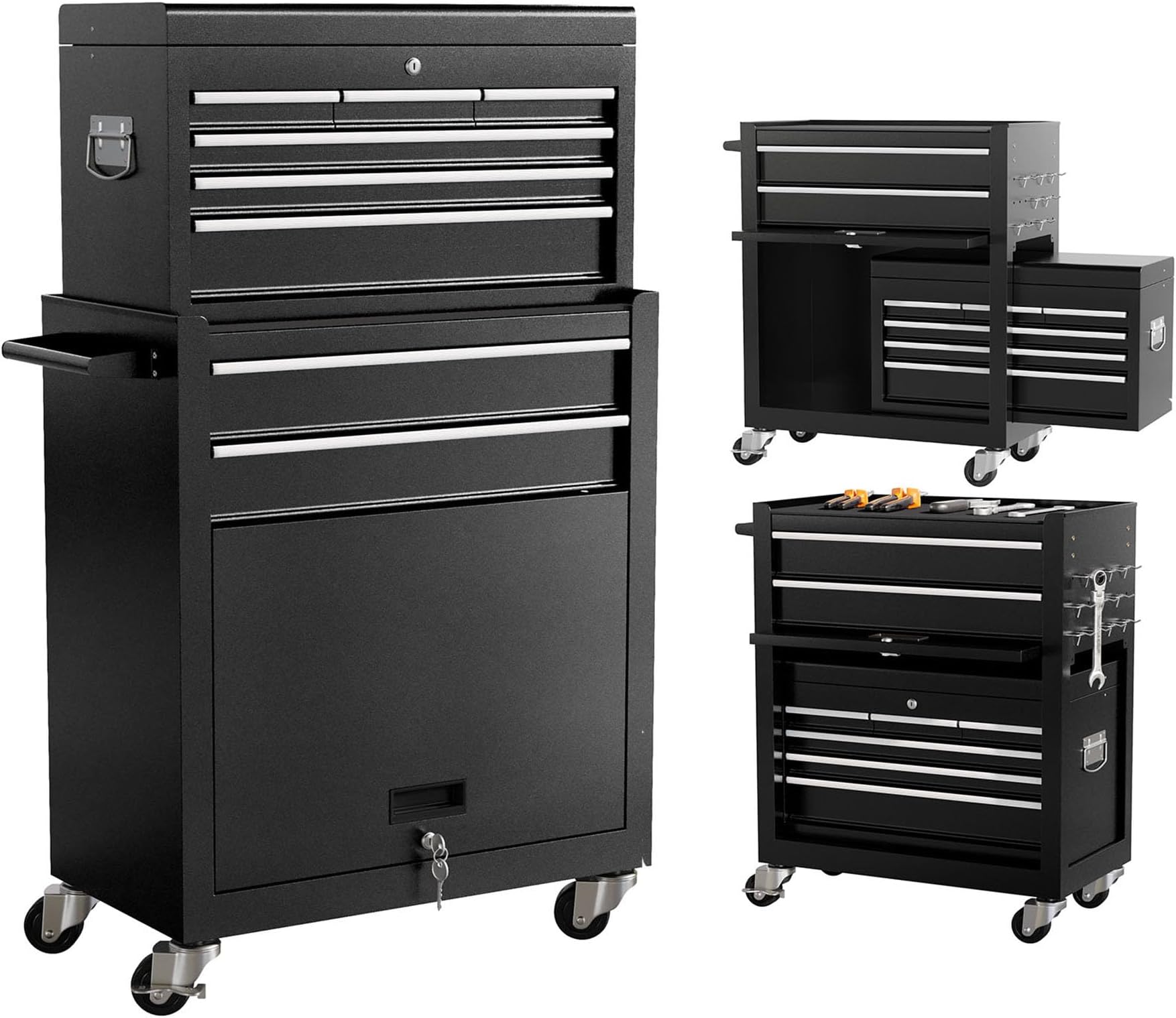 Amazon.com: K KELBEL 8 Drawer Rolling Tool Chest with Wheels, 2-in-1 ...
