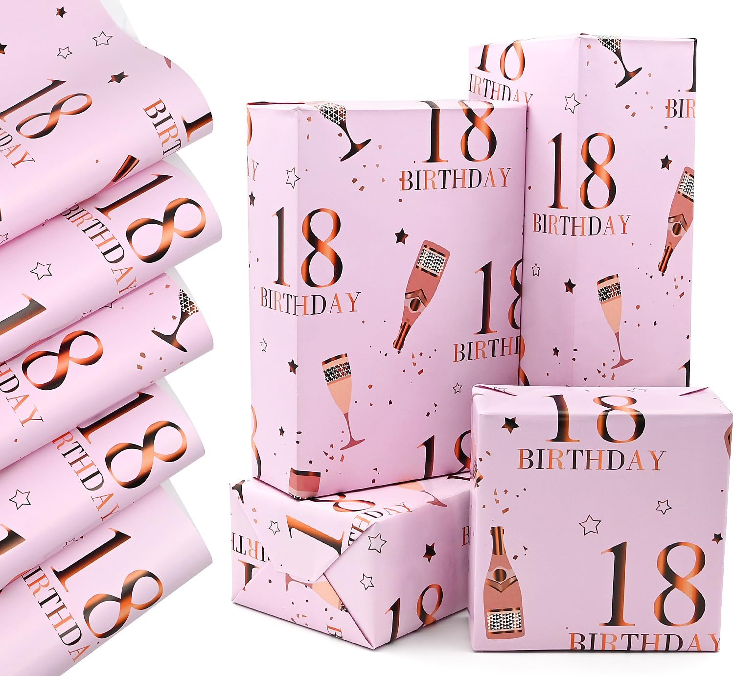 QRTDXP Pink Gift Wrapping Paper Sheets for 18th Birthday,5pcs 50 * 70cm ...