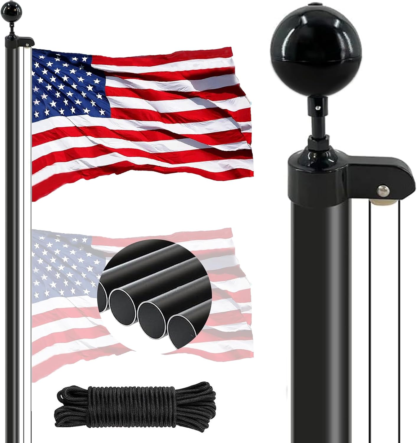 Amazon.com : SEEYANG Flag Poles for Outside House, 20FT Aluminum ...