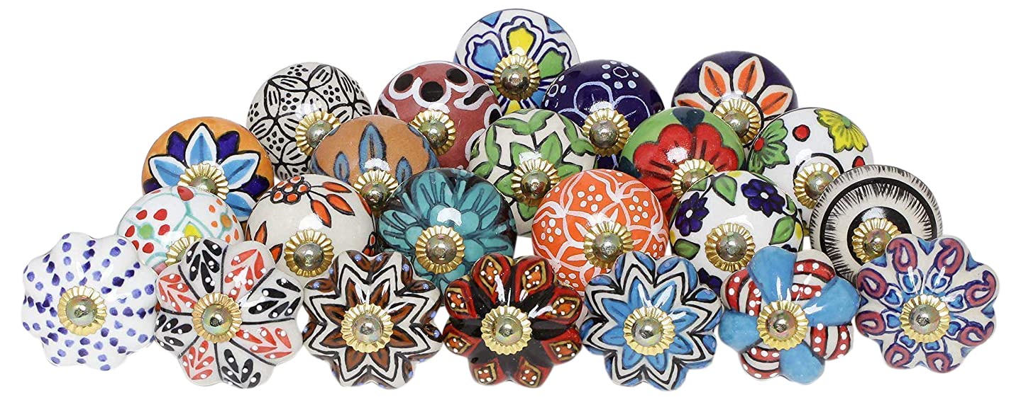 Indian Haat Bazaar Multicolor Assorted Cabinet Knobs – Set of 30 Pcs – BigaMart