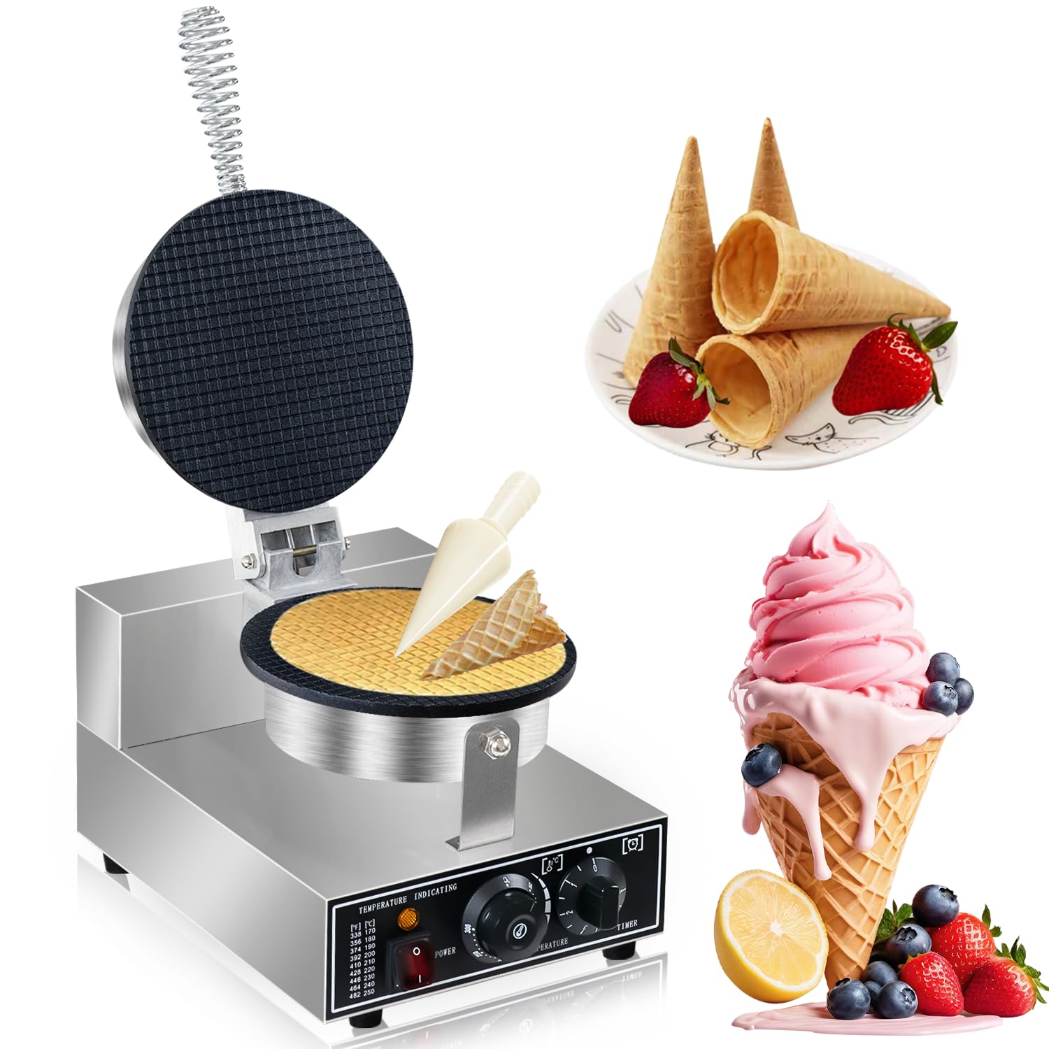 Buy 110V Electric Ice Cream Cone Maker 1300W Commercial Waffle Cone ...