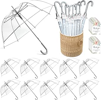 Amazon.com: Dansydaisy 12 Pcs Wedding Clear Bubble Umbrella Bulk 52 Inch Large Dome Rain ...