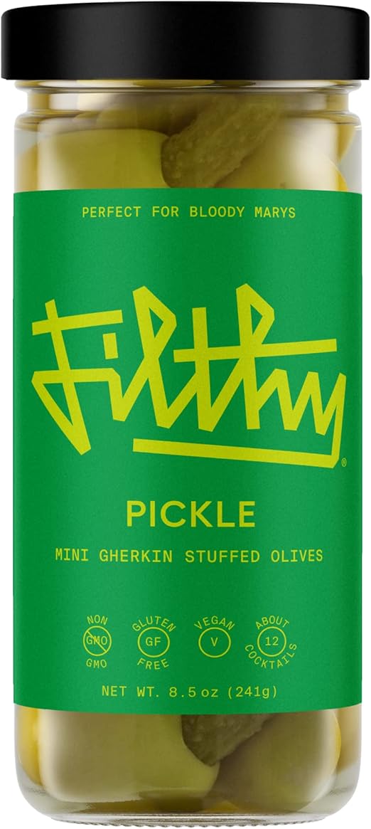 Amazon.com : Filthy Pickle Stuffed Olives, Premium Cocktail Garnish ...