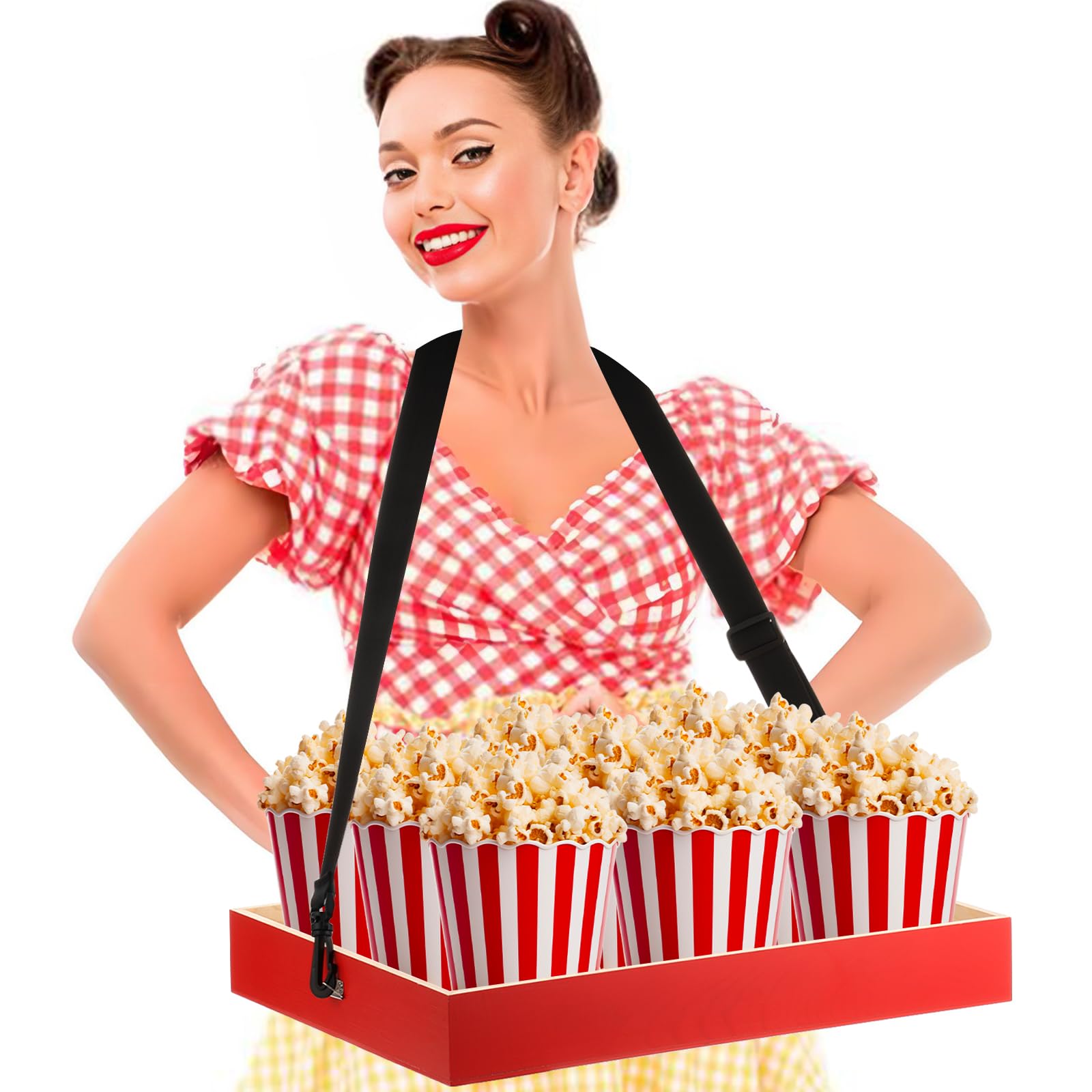 Amazon.com: Wooden Snack Trays with Strap,15.7 x 11.8 x 2.2 Inch Red ...