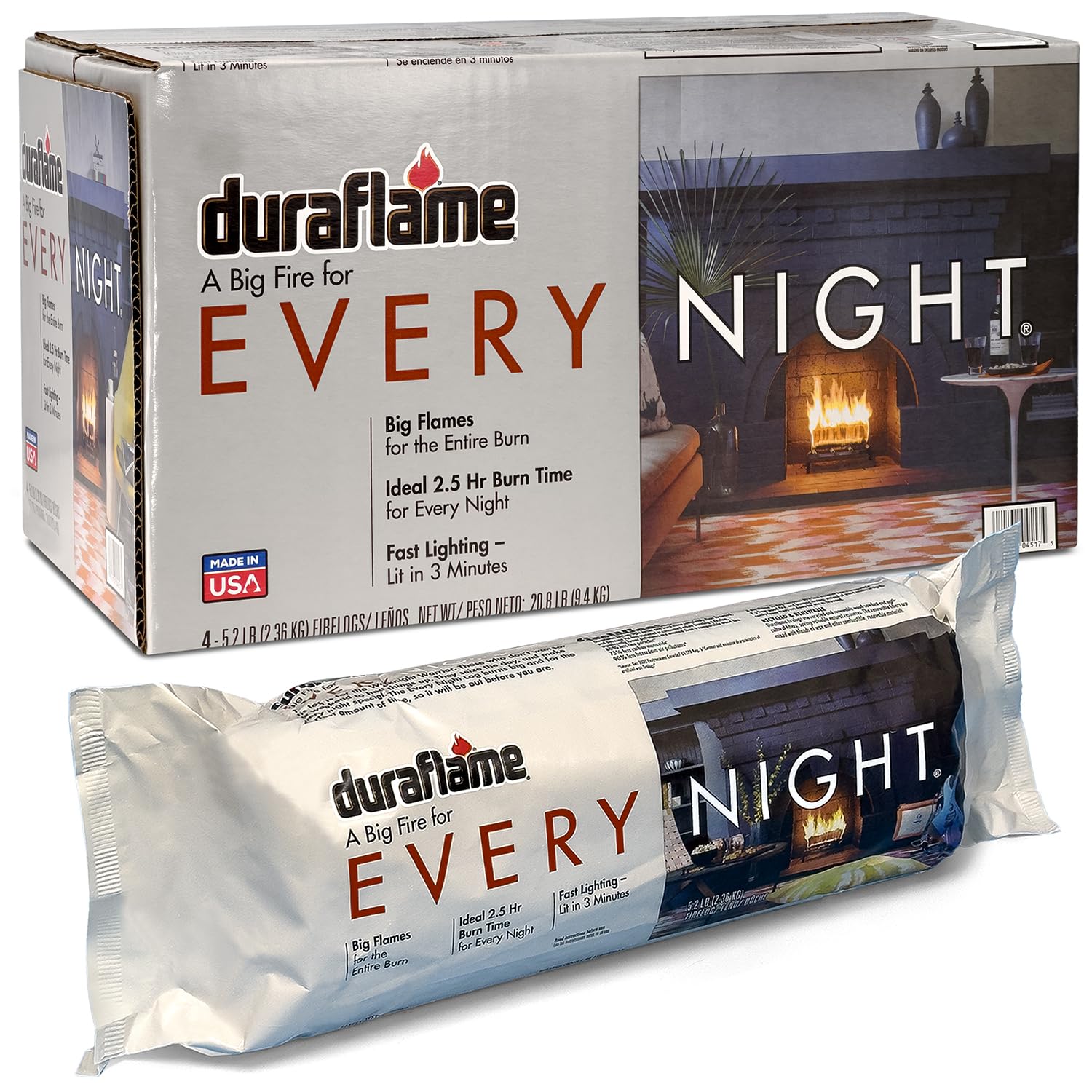 Amazon.com: Fire Logs for Indoor and Outdoor Use - 5.2 lb Quick Light ...