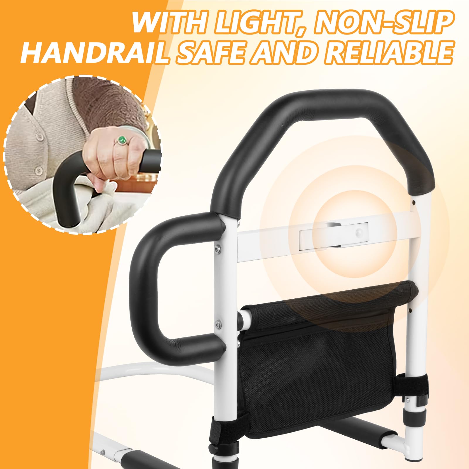 Aolawco Upgrade Bed Assist Rails Adjustable with Smart Lights, Safety ...