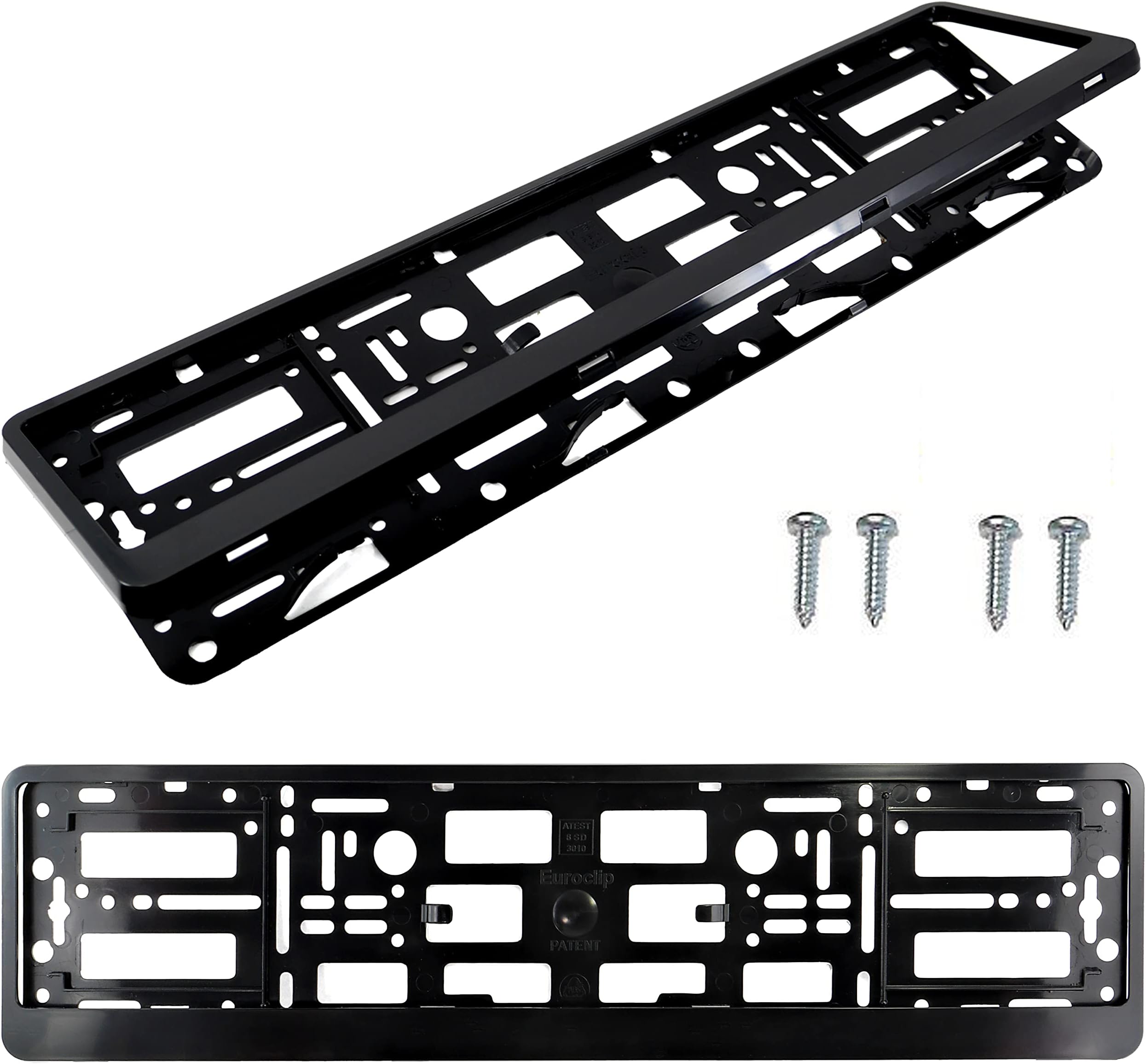2X Black Car Number Plate Holder Surround - Front/Rear ABS Plastic ...